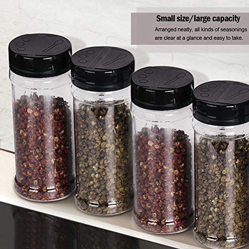 12 Pack Plastic Spice Containers, 8oz Plastic Spice Jars with Black Cap, Plastic Spice Bottles With Shaker Lids, Empty Seasoning Bottles Plastic Seasoning Containers for Spice, Herbs and Powders