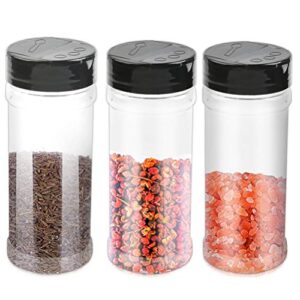 12 Pack Plastic Spice Containers, 8oz Plastic Spice Jars with Black Cap, Plastic Spice Bottles With Shaker Lids, Empty Seasoning Bottles Plastic Seasoning Containers for Spice, Herbs and Powders