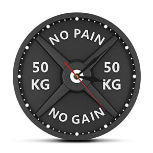 yuyang wall clock 12 inch no pain no gain 50kg barbell modern printed acrylic wall clock weight lifting dumbbell bodybuilding wall watch gym decor gift sports wall clock