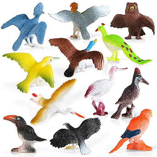 HERSMEMOR 12PCS Birds Figures Toys Playset for Kids, Birthday Christmas Easter for Girls Boys, Decorations for Cakes (Birds Toys)