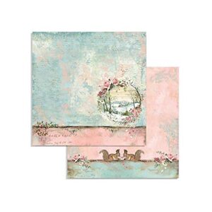 Stamperia Double Face Pink Christmas Scrapbook Paper Pad 8x8" Block 10 Sheets Double Sided Card Stock