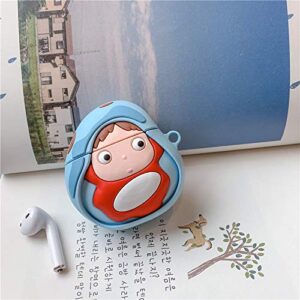 Silicone Cartoon Case with Keychain for Airpods 1 and 2, Suublg 3D Animation Character Design Cute Case Protective Covers Accessories Compatible with AirPods Earphone