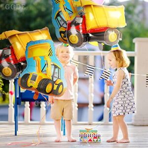 2 Pcs Construction Truck Themed Bulldozer Dump Truck Foil Mylar Balloon Birthday Party Decor Supplies