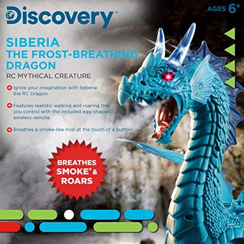 Discovery Kids RC Dragon Smoke, Large Dinosaur Toy w/Actual Smoke Breath, Wing-Flapping, Roaring, Light-Up, Realistic Sound, Easy to Use Remote Control, Fire Mist, Fun Robot Birthday & Christmas Gift