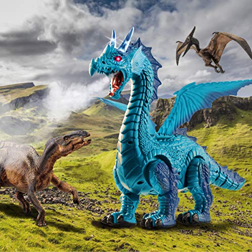 Discovery Kids RC Dragon Smoke, Large Dinosaur Toy w/Actual Smoke Breath, Wing-Flapping, Roaring, Light-Up, Realistic Sound, Easy to Use Remote Control, Fire Mist, Fun Robot Birthday & Christmas Gift