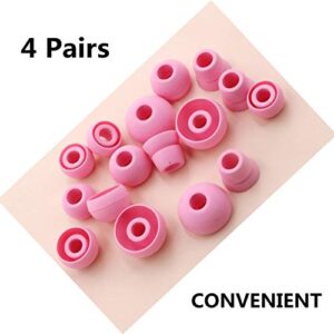 4 Pairs Replacement Silicone Earbuds Ear Tips Set Compatible with Powerbeats 2 Powerbeats 3 Wireless Beats by Dre Headphones (Pink)