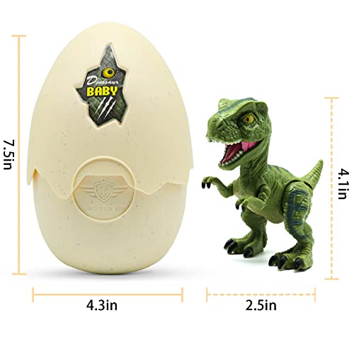 Wekity Hatching Eggs Dinosaur Toys,Dinosaur Eggs Hatch with Realistic Dinosaur Action Figure,LED Light and Sound,Creative Educational Toy Party Favor Xmas Easter Birthday Gift for Kid (Tyrannosaurus)