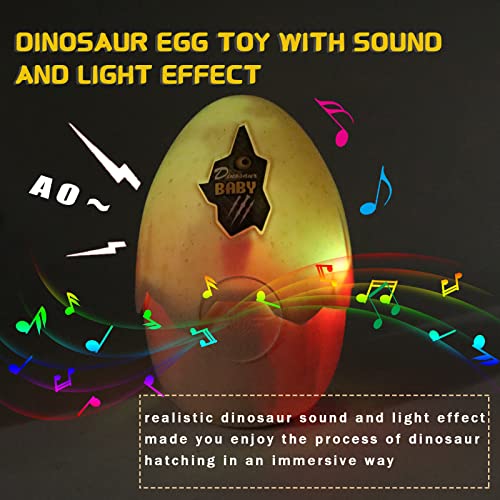 Wekity Hatching Eggs Dinosaur Toys,Dinosaur Eggs Hatch with Realistic Dinosaur Action Figure,LED Light and Sound,Creative Educational Toy Party Favor Xmas Easter Birthday Gift for Kid (Tyrannosaurus)