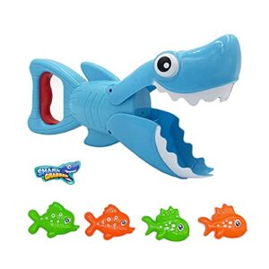 2022 upgraded shark bath toys baby pool bathtub toys shark grabber with teeth biting action include 4 toy fish shark swim toys bath toys no mold for kids boys girls toddlers ages 3 4 5 6 7 8