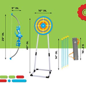 Discovery Kids Bullseye Outdoor Archery Set with LED Target Light-Up Toy Night/Day Activity Includes 4 Arrows, Quiver with Strap, 1 Bow for Ages 6+ and Older