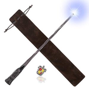 lohodo Magic Wizard Wand for Kids Light Up Witches Staff Handcrafted Illuminating Birthday Party Favors Costume Cosplay Accessories