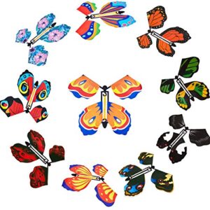 10 pieces magic fairy flying butterfly card wind up butterfly rubber band flying butterfly surprise flying paper butterflies set for party playing decorations (classic style)