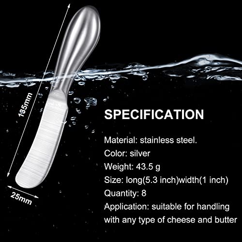 Mudder 8 Pieces Cheese Spreader Knife Multipurpose Stainless Steel Butter Spreader Knives Condiment Knives Cheese Knife for Home Kitchen Use