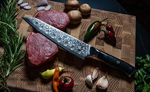 Oxford CHEF Kiritsuke Chef's Knife 8 Inch Damascus Japanese VG10 Super Steel 67 Layer High Carbon Stainless Steel