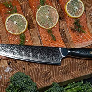 Oxford CHEF Kiritsuke Chef's Knife 8 Inch Damascus Japanese VG10 Super Steel 67 Layer High Carbon Stainless Steel