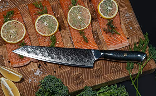 Oxford CHEF Kiritsuke Chef's Knife 8 Inch Damascus Japanese VG10 Super Steel 67 Layer High Carbon Stainless Steel