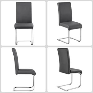 Yaheetech Dining Chairs Leather Upholstered Dining Side Chairs High Back Dining Room Chairs Metal Home Kitchen Furniture Modern 2PCS, Gray