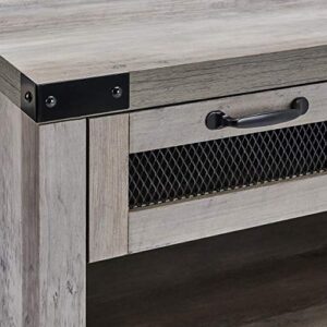 ROCKPOINT Coffee Table with Industrial Style Drawer, Grey Wash