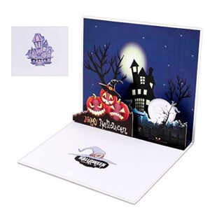 sicohome halloween pop up card, 5"x 6" halloween pumpkin greeting cards for kids