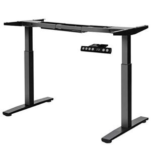 tangkula dual motor electric standing desk frame, height & width adjustable motorized sit stand desk base, ergonomic standing up workstation w/memory controller