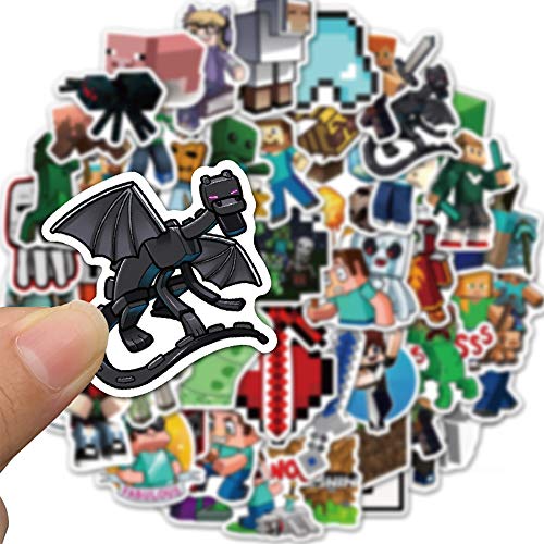 Potota Minecra_ft Stickers| 50 Pack |Vinyl Waterproof Stickers for Laptop,Bumper,Water Bottles,Computer,Phone,Hard hat,Car Stickers and Decals,(Minecra_ft-50)