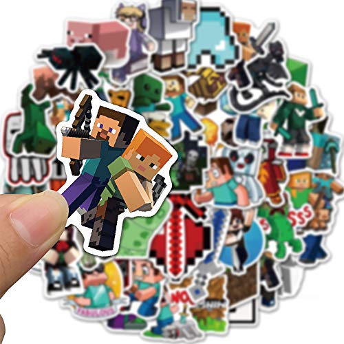 Potota Minecra_ft Stickers| 50 Pack |Vinyl Waterproof Stickers for Laptop,Bumper,Water Bottles,Computer,Phone,Hard hat,Car Stickers and Decals,(Minecra_ft-50)