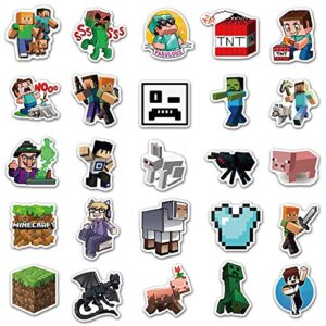 Potota Minecra_ft Stickers| 50 Pack |Vinyl Waterproof Stickers for Laptop,Bumper,Water Bottles,Computer,Phone,Hard hat,Car Stickers and Decals,(Minecra_ft-50)