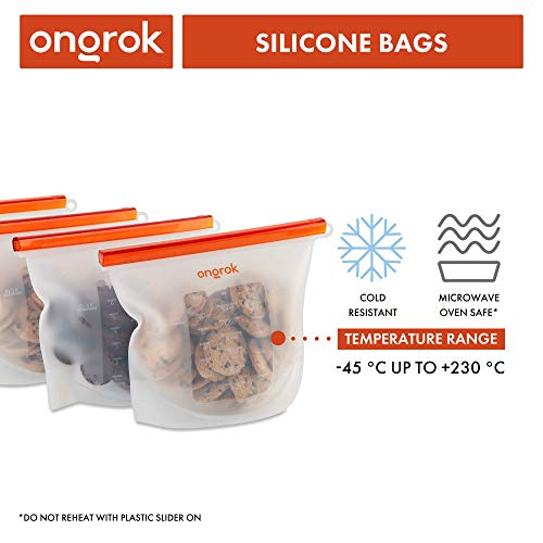 ONGROK Silicone Bag, Oven-Safe Decarb Kit, Great Decarb Box Alternative (4 Pack Silicone Bag | Medium)