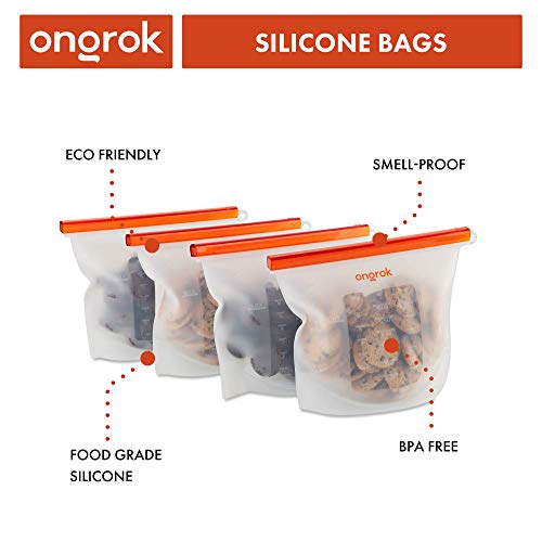 ONGROK Silicone Bag, Oven-Safe Decarb Kit, Great Decarb Box Alternative (4 Pack Silicone Bag | Medium)