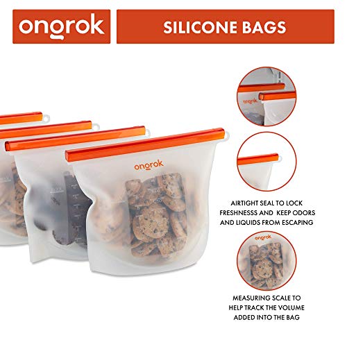 ONGROK Silicone Bag, Oven-Safe Decarb Kit, Great Decarb Box Alternative (4 Pack Silicone Bag | Medium)