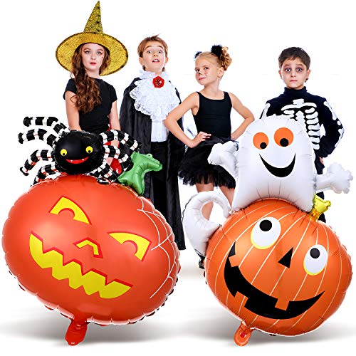 10 Pieces Halloween Balloons Halloween Foil Balloons Halloween Mylar Foil Balloon Pumpkin Witch Ghost Bat Balloon for Halloween Party Decorations Supplies