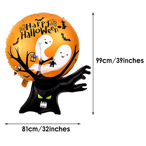 10 Pieces Halloween Balloons Halloween Foil Balloons Halloween Mylar Foil Balloon Pumpkin Witch Ghost Bat Balloon for Halloween Party Decorations Supplies