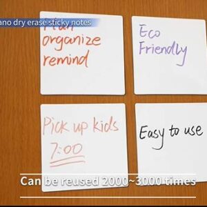 Dry Erase Sticky Notes . 4×6 inches 5- Pack, Very Convenient Reminders, Labels, and Decals，Never Buy Paper Notes Again, Its Eco-Friendly!