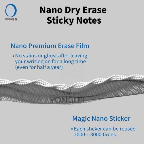 Dry Erase Sticky Notes . 4×6 inches 5- Pack, Very Convenient Reminders, Labels, and Decals，Never Buy Paper Notes Again, Its Eco-Friendly!