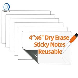 Dry Erase Sticky Notes . 4×6 inches 5- Pack, Very Convenient Reminders, Labels, and Decals，Never Buy Paper Notes Again, Its Eco-Friendly!