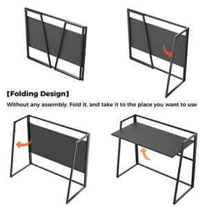 DESIGNA Folding Desk, Small Desks for Small Spaces, 41 inch Small Fold Desk for Student Portable Folding Desk, Folding Office Desk with Protective Railing