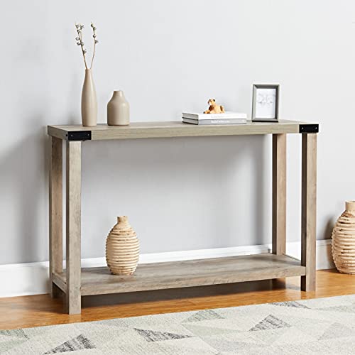 ROCKPOINT Furniture Barn Style Farmhouse Rectangle Accent Entryway Table, Grey Wash