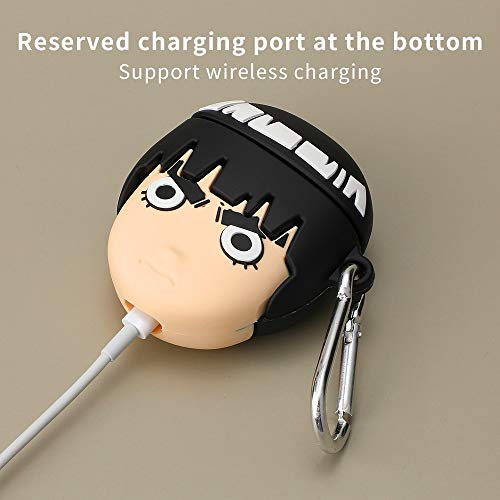 Compatible with Airpods 1/2 Case Silicone, Cute Cartoon 3D Cool Air pods Design Cover, Funny Cases for Kids Girls Teens Boys Character Skin Keychain Airpod (Rock Lee)