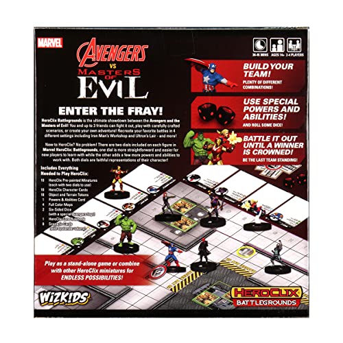 Marvel HeroClix Battlegrounds: Avengers vs Masters of Evil Game | 10 Miniatures