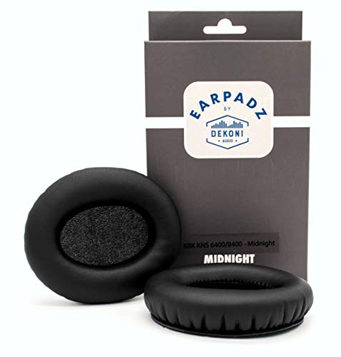 Earpadz Replacement for KRK KNS6400 Headphones Ear Pads, Protein Leather Headphone Cushions (Midnight, Black, 1 Pair)