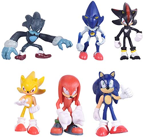 MAKESURE 6 Pcs Toys Figures,The Sonic Action Figures Cake Toppers,Toys Birthday Gift Set (Type B)