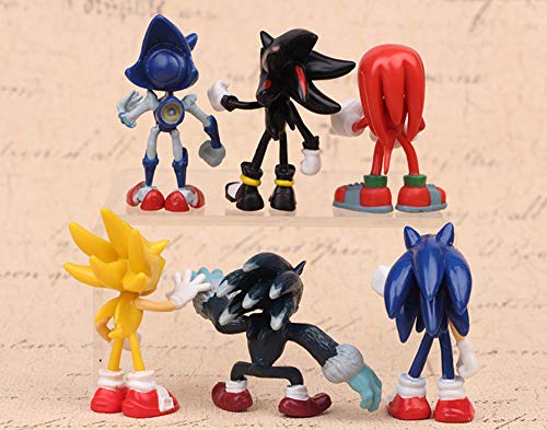 MAKESURE 6 Pcs Toys Figures,The Sonic Action Figures Cake Toppers,Toys Birthday Gift Set (Type B)