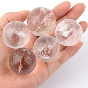 Wixine 1Pcs 35-40mm Rare Clear Natural Rainbow Large Quartz Crystal Sphere Ball Healing Stone