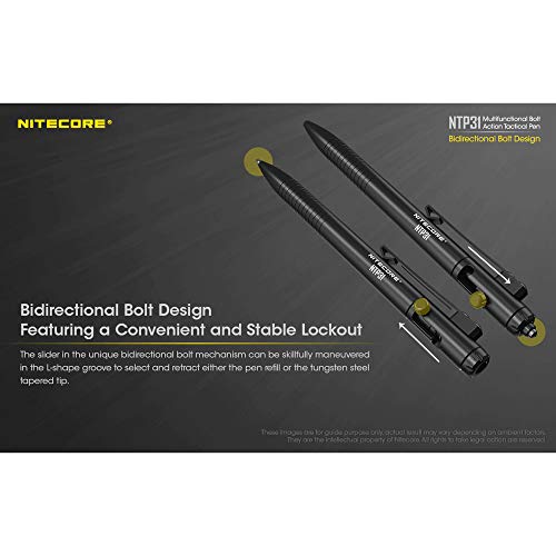 Nitecore NTP31 Bolt Action Tactical Pen with Tungsten Steel Glass Breaker and LumenTac Organizer