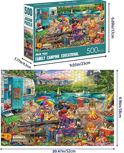 Puzzles for Adults 500 Pieces Family Camping Educational Puzzle Games for Home Decoration for Friends