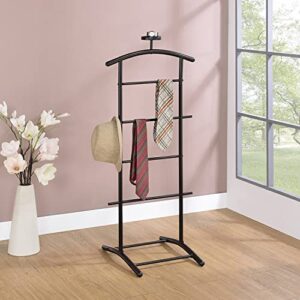 kings brand furniture - menros metal suit valet stand, clothes rack, black