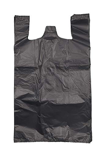 ROYAL7 Jumbo/Extra Large 19x10x32 Plastic Grocery Reusable T-Shirts Carry-Out Bags (BLACK, 200)