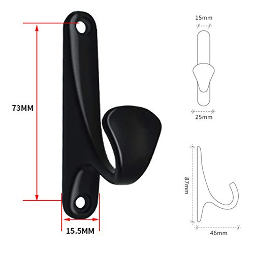 HomeDo Robe Towel Hooks, Wall Hooks Hat Rack, Metal Coat/Key Hooks, Wall Hanger Hat Hook for Office, Bathroom, Kitchen, Entryway (10, Aluminium-Black)