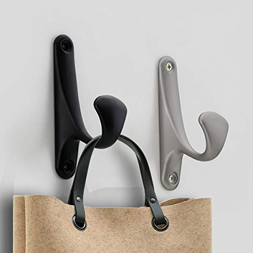 HomeDo Robe Towel Hooks, Wall Hooks Hat Rack, Metal Coat/Key Hooks, Wall Hanger Hat Hook for Office, Bathroom, Kitchen, Entryway (10, Aluminium-Black)