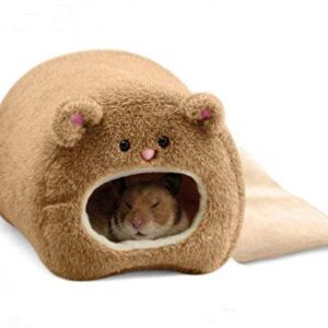 TOPINCN Hamster Bed, Winter Warm Cushion Fleece Hanging Cage Cute Hamster House Pet Nest Cute Cartoon Soft Warm House Hamster Mouse Small Animal Cave Home Hammock (Dark Brown)